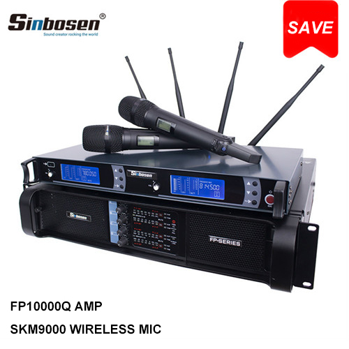 Amplificador de potencia profesional Sinbosen New Group Fp10000q con micrófono inalámbrico Skm9000
